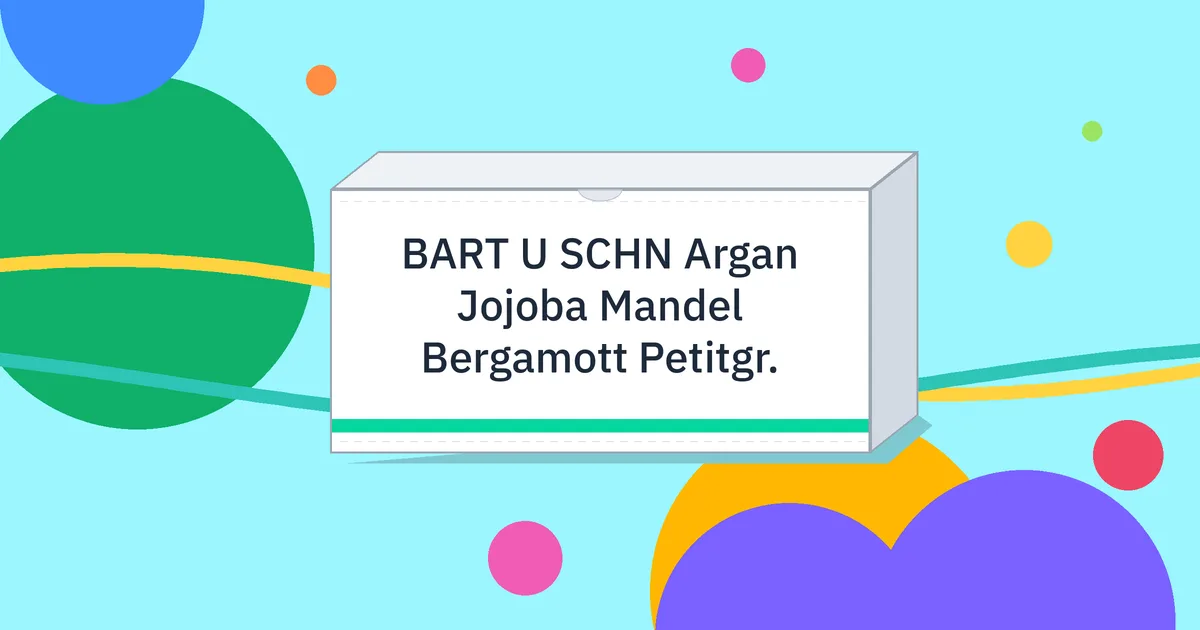 Symbolbild: Packung mit der Aufschrift BART U SCHN Argan Jojoba Mandel Bergamott Petitgr. (PZN 19399619) – Verfügbarkeit und Bezug in Apotheken in Frankfurt am Main