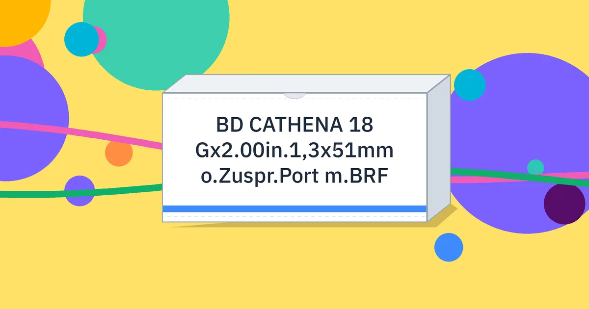 Symbolbild: Packung mit der Aufschrift BD CATHENA 18 Gx2.00in.1,3x51mm o.Zuspr.Port m.BRF (PZN 16910520) – Verfügbarkeit und Bezug in Apotheken in Frankfurt am Main