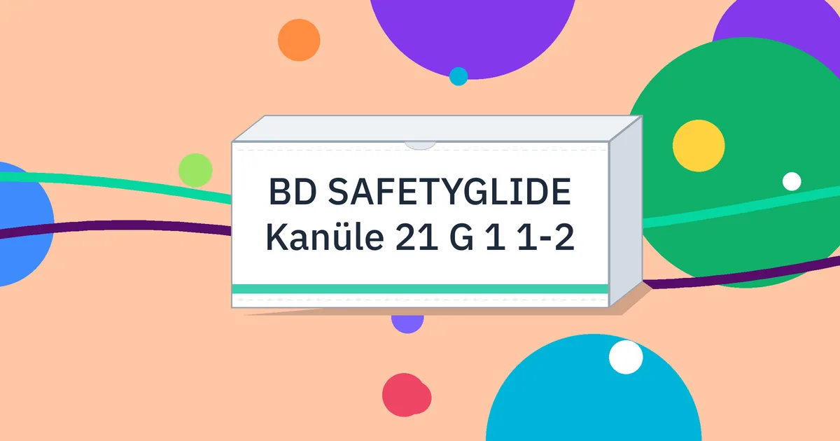 Symbolbild: Packung mit der Aufschrift BD SAFETYGLIDE Kanüle 21 G 1 1-2 (PZN 08848149) – Verfügbarkeit und Bezug in Apotheken in Frankfurt am Main