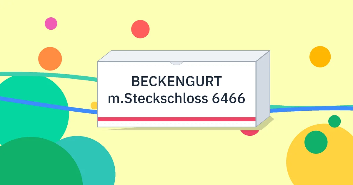 Symbolbild: Packung mit der Aufschrift BECKENGURT m.Steckschloss 6466 (PZN 11570373) – Verfügbarkeit und Bezug in Apotheken in Frankfurt am Main