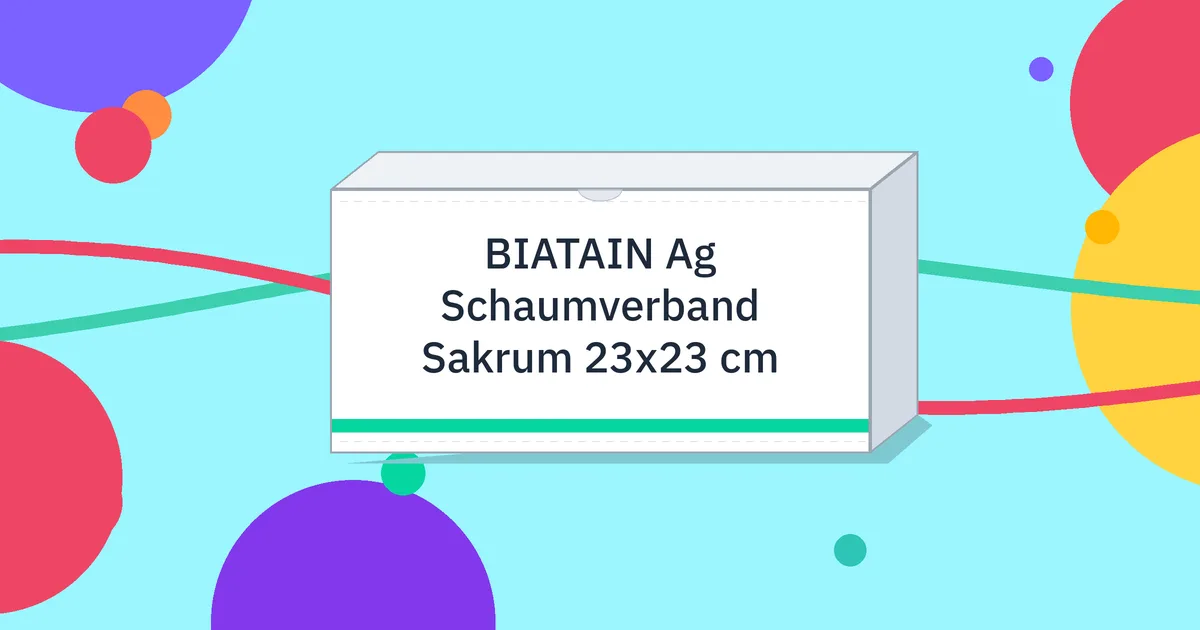 Symbolbild: Packung mit der Aufschrift BIATAIN Ag Schaumverband Sakrum 23x23 cm (PZN 14331479) – Verfügbarkeit und Bezug in Apotheken in Frankfurt am Main