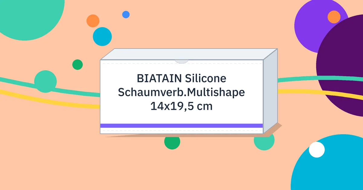 Symbolbild: Packung mit der Aufschrift BIATAIN Silicone Schaumverb.Multishape 14x19,5 cm (PZN 19863198) – Verfügbarkeit und Bezug in Apotheken in Frankfurt am Main