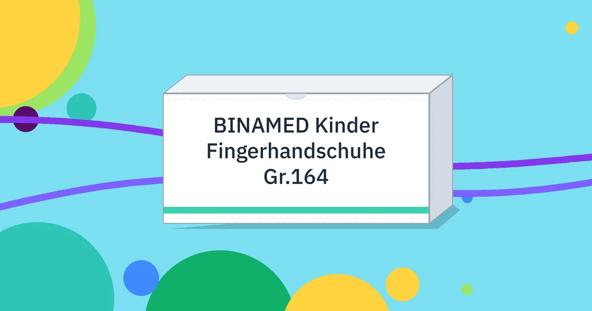 Symbolbild: Packung mit der Aufschrift BINAMED Kinder Fingerhandschuhe Gr.164 (PZN 03389642) – Verfügbarkeit und Bezug in Apotheken in Frankfurt am Main