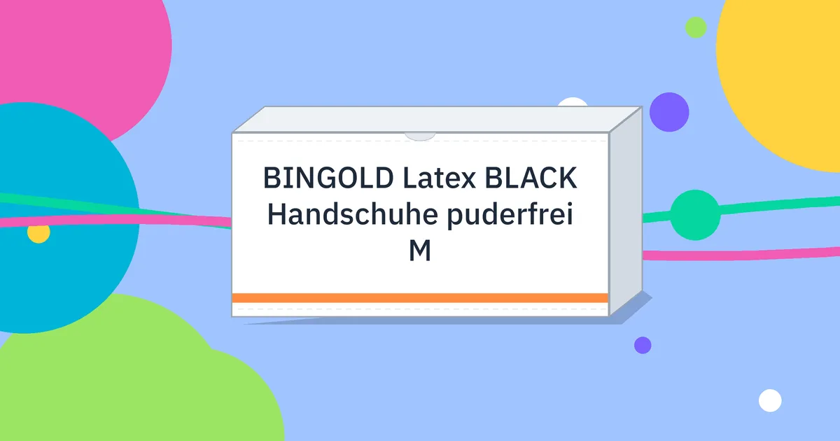 Symbolbild: Packung mit der Aufschrift BINGOLD Latex BLACK Handschuhe puderfrei M (PZN 13542033) – Verfügbarkeit und Bezug in Apotheken in Frankfurt am Main