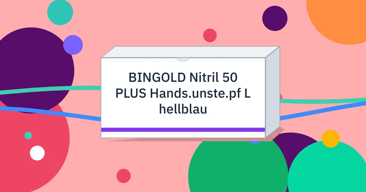 Symbolbild: Packung mit der Aufschrift BINGOLD Nitril 50 PLUS Hands.unste.pf L hellblau (PZN 20040295) – Verfügbarkeit und Bezug in Apotheken in Frankfurt am Main