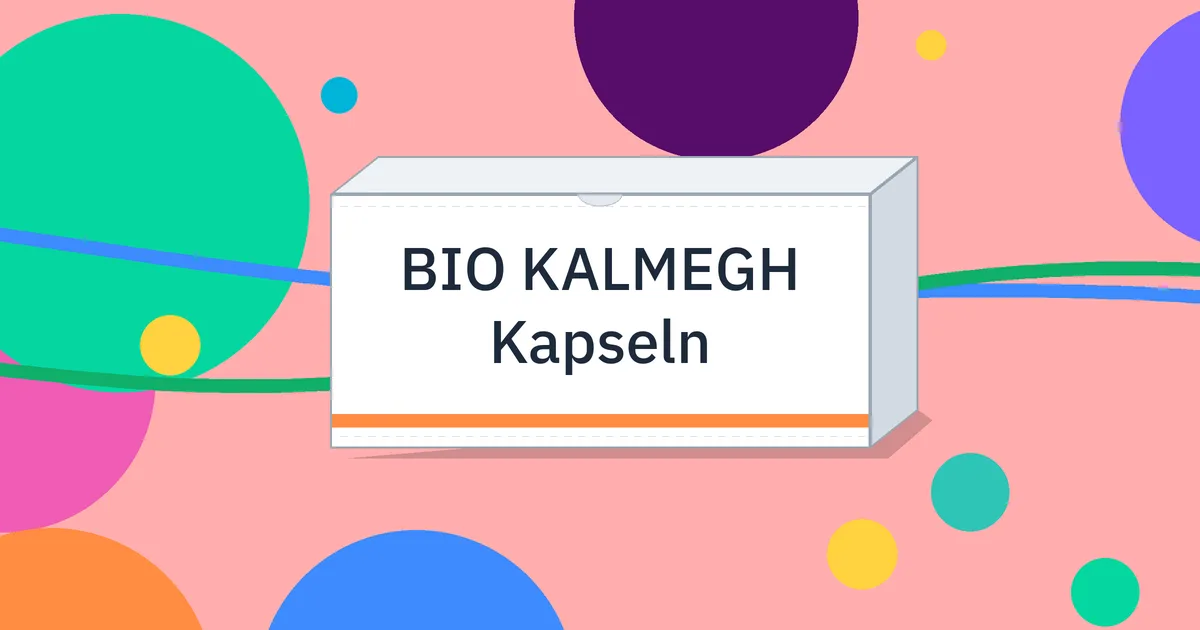 Symbolbild: Packung mit der Aufschrift BIO KALMEGH Kapseln (PZN 16718521) – Verfügbarkeit und Bezug in Apotheken in Frankfurt am Main