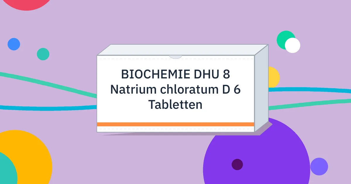 Symbolbild: Packung mit der Aufschrift BIOCHEMIE DHU 8 Natrium chloratum D 6 Tabletten (PZN 02580786) – Verfügbarkeit und Bezug in Apotheken in Frankfurt am Main