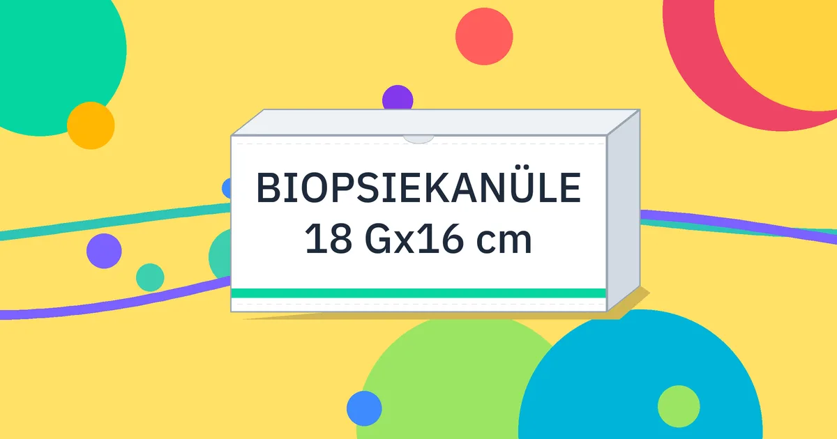 Symbolbild: Packung mit der Aufschrift BIOPSIEKANÜLE 18 Gx16 cm (PZN 06678938) – Verfügbarkeit und Bezug in Apotheken in Frankfurt am Main