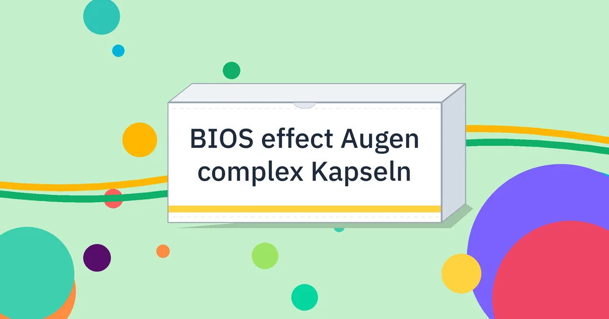 Symbolbild: Packung mit der Aufschrift BIOS effect Augen complex Kapseln (PZN 10276430) – Verfügbarkeit und Bezug in Apotheken in Frankfurt am Main