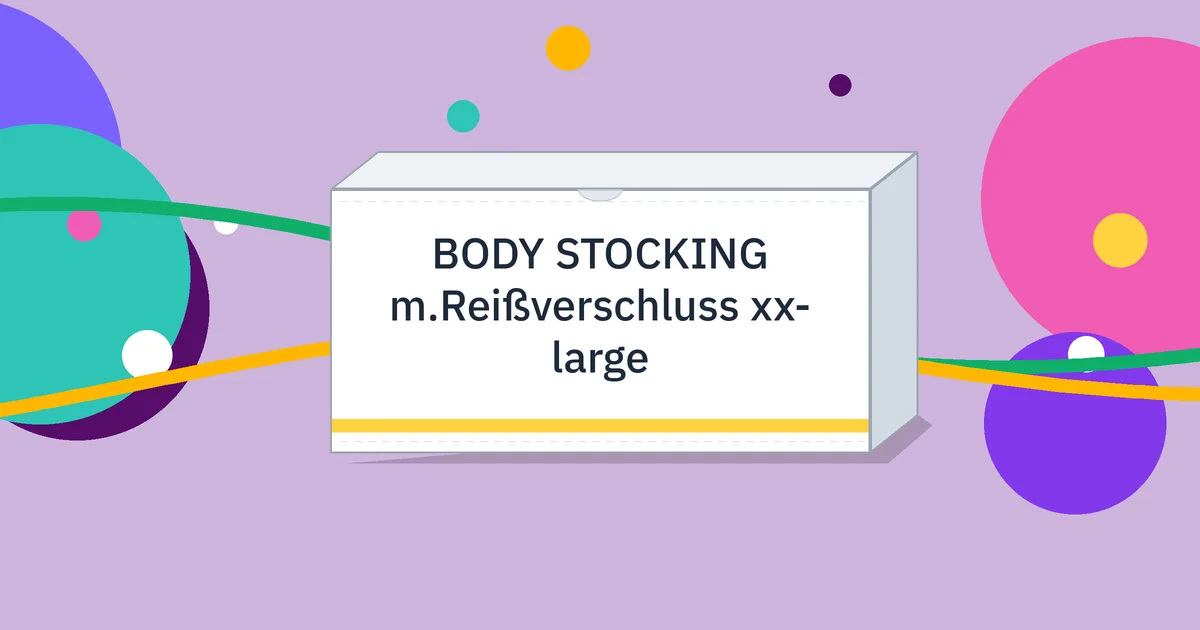 Symbolbild: Packung mit der Aufschrift BODY STOCKING m.Reißverschluss xx-large (PZN 01232712) – Verfügbarkeit und Bezug in Apotheken in Frankfurt am Main
