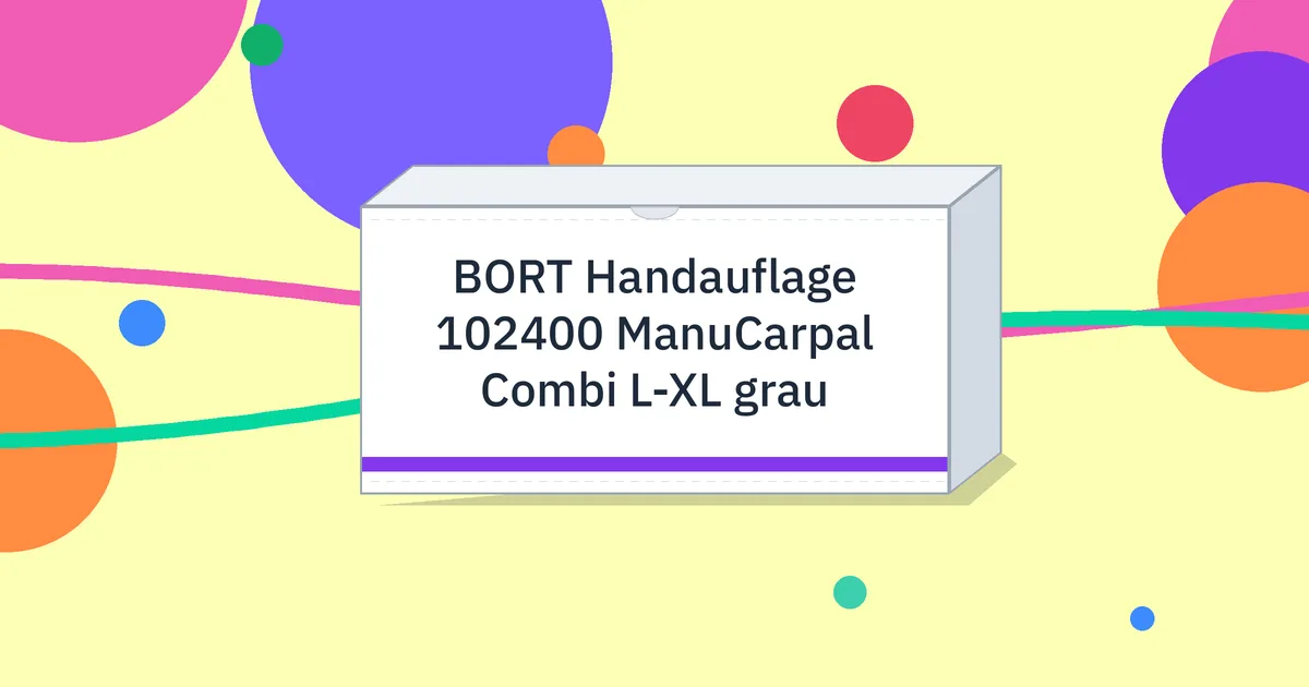 Symbolbild: Packung mit der Aufschrift BORT Handauflage 102400 ManuCarpal Combi L-XL grau (PZN 16847454) – Verfügbarkeit und Bezug in Apotheken in Frankfurt am Main