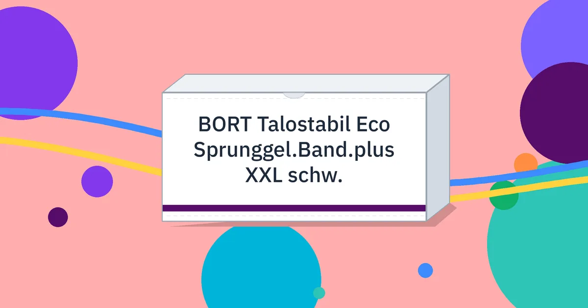 Symbolbild: Packung mit der Aufschrift BORT Talostabil Eco Sprunggel.Band.plus XXL schw. (PZN 19110990) – Verfügbarkeit und Bezug in Apotheken in Frankfurt am Main