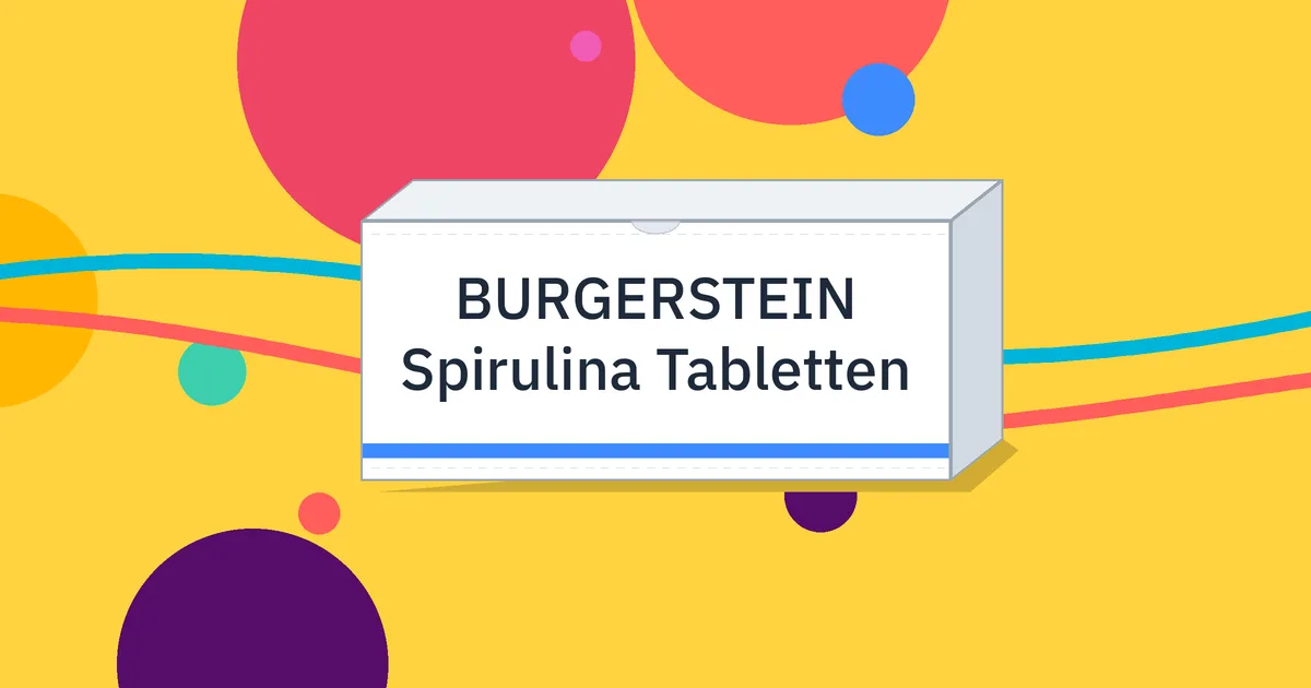 Symbolbild: Packung mit der Aufschrift BURGERSTEIN Spirulina Tabletten (PZN 14303827) – Verfügbarkeit und Bezug in Apotheken in Frankfurt am Main