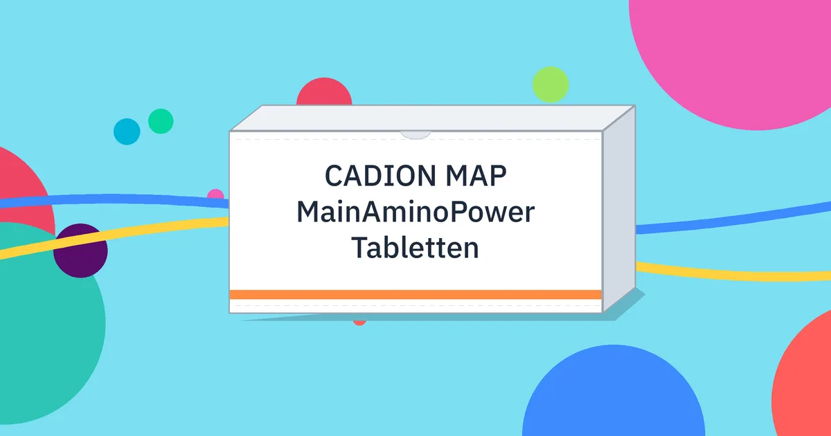 Symbolbild: Packung mit der Aufschrift CADION MAP MainAminoPower Tabletten (PZN 15577403) – Verfügbarkeit und Bezug in Apotheken in Frankfurt am Main