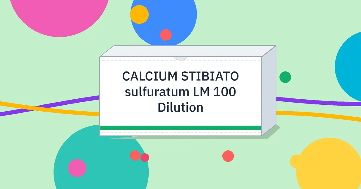 Symbolbild: Packung mit der Aufschrift CALCIUM STIBIATO sulfuratum LM 100 Dilution (PZN 12806820) – Verfügbarkeit und Bezug in Apotheken in Frankfurt am Main
