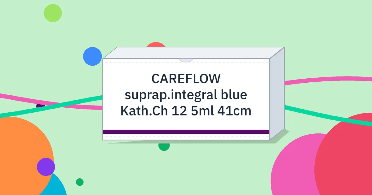 Symbolbild: Packung mit der Aufschrift CAREFLOW suprap.integral blue Kath.Ch 12 5ml 41cm (PZN 16841026) – Verfügbarkeit und Bezug in Apotheken in Frankfurt am Main