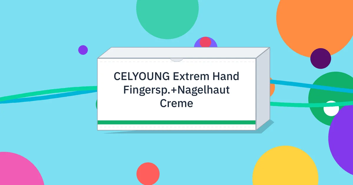 Symbolbild: Packung mit der Aufschrift CELYOUNG Extrem Hand Fingersp.+Nagelhaut Creme (PZN 01747787) – Verfügbarkeit und Bezug in Apotheken in Frankfurt am Main
