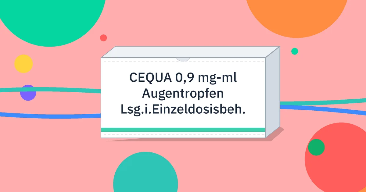 Symbolbild: Packung mit der Aufschrift CEQUA 0,9 mg-ml Augentropfen Lsg.i.Einzeldosisbeh. (PZN 19631542) – Verfügbarkeit und Bezug in Apotheken in Frankfurt am Main
