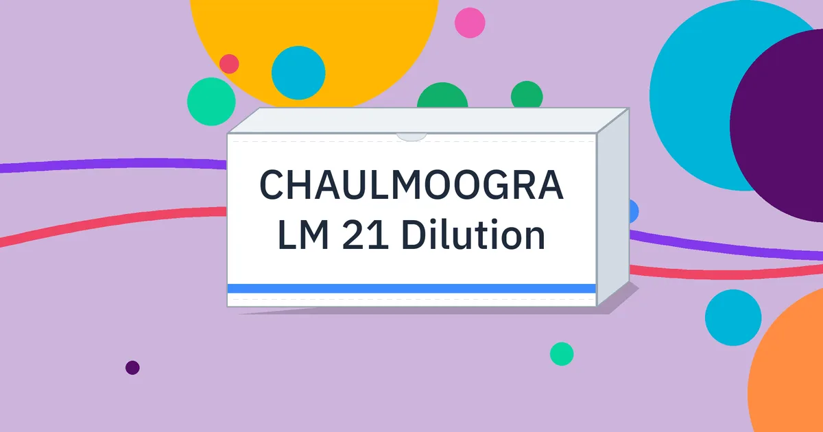 Symbolbild: Packung mit der Aufschrift CHAULMOOGRA LM 21 Dilution (PZN 13439074) – Verfügbarkeit und Bezug in Apotheken in Frankfurt am Main