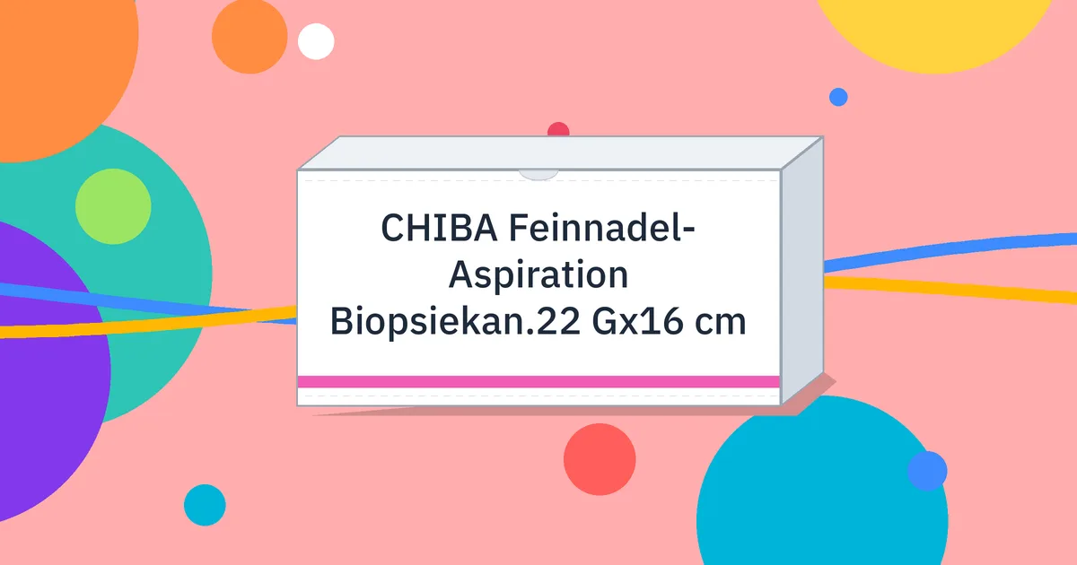 Symbolbild: Packung mit der Aufschrift CHIBA Feinnadel-Aspiration Biopsiekan.22 Gx16 cm (PZN 12497514) – Verfügbarkeit und Bezug in Apotheken in Frankfurt am Main