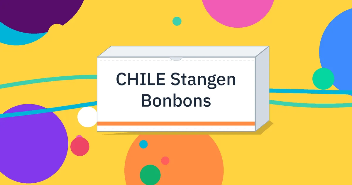 Symbolbild: Packung mit der Aufschrift CHILE Stangen Bonbons (PZN 00576533) – Verfügbarkeit und Bezug in Apotheken in Frankfurt am Main