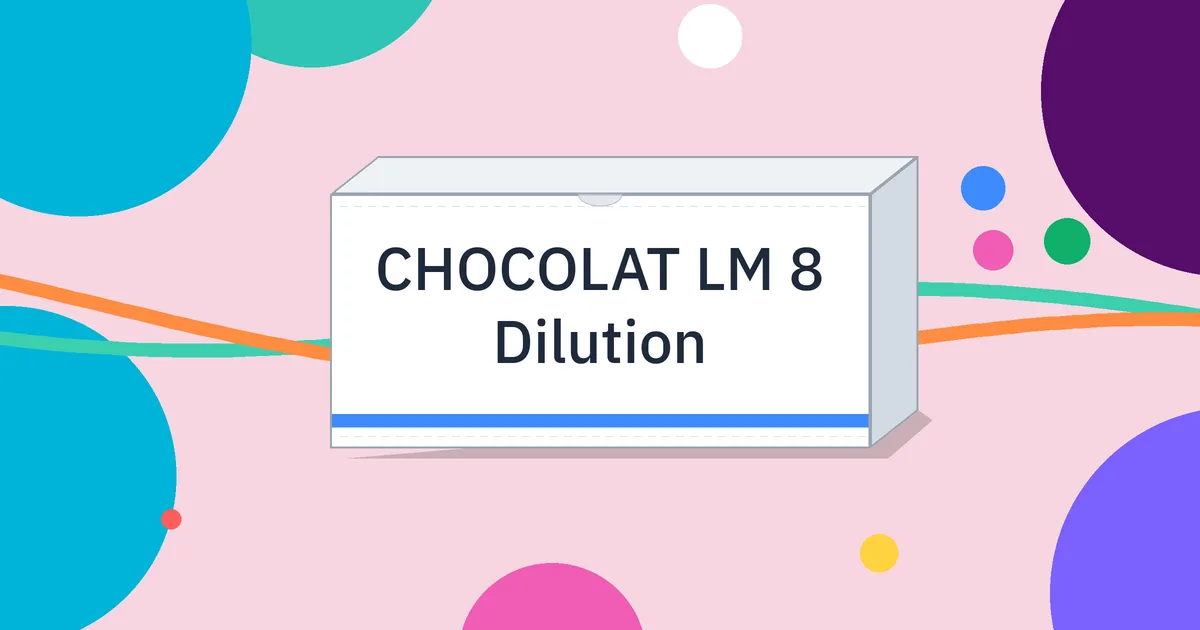 Symbolbild: Packung mit der Aufschrift CHOCOLAT LM 8 Dilution (PZN 12816847) – Verfügbarkeit und Bezug in Apotheken in Frankfurt am Main