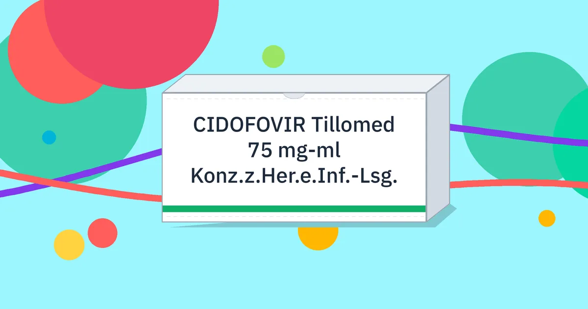 Symbolbild: Packung mit der Aufschrift CIDOFOVIR Tillomed 75 mg-ml Konz.z.Her.e.Inf.-Lsg. (PZN 12828939) – Verfügbarkeit und Bezug in Apotheken in Frankfurt am Main