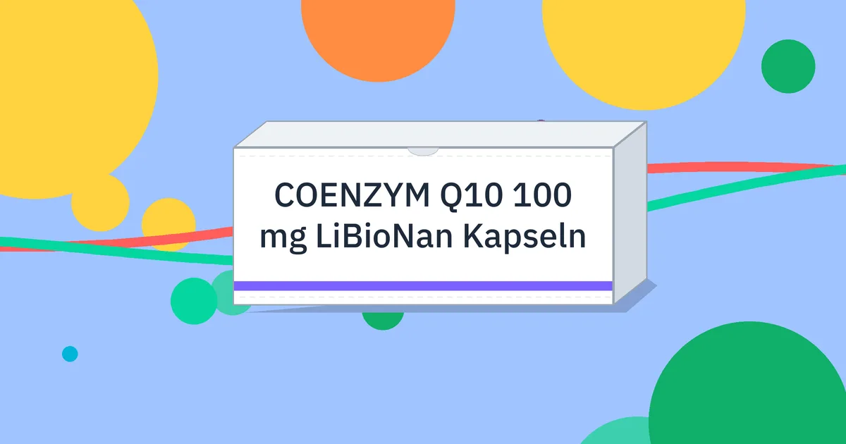 Symbolbild: Packung mit der Aufschrift COENZYM Q10 100 mg LiBioNan Kapseln (PZN 15999268) – Verfügbarkeit und Bezug in Apotheken in Frankfurt am Main