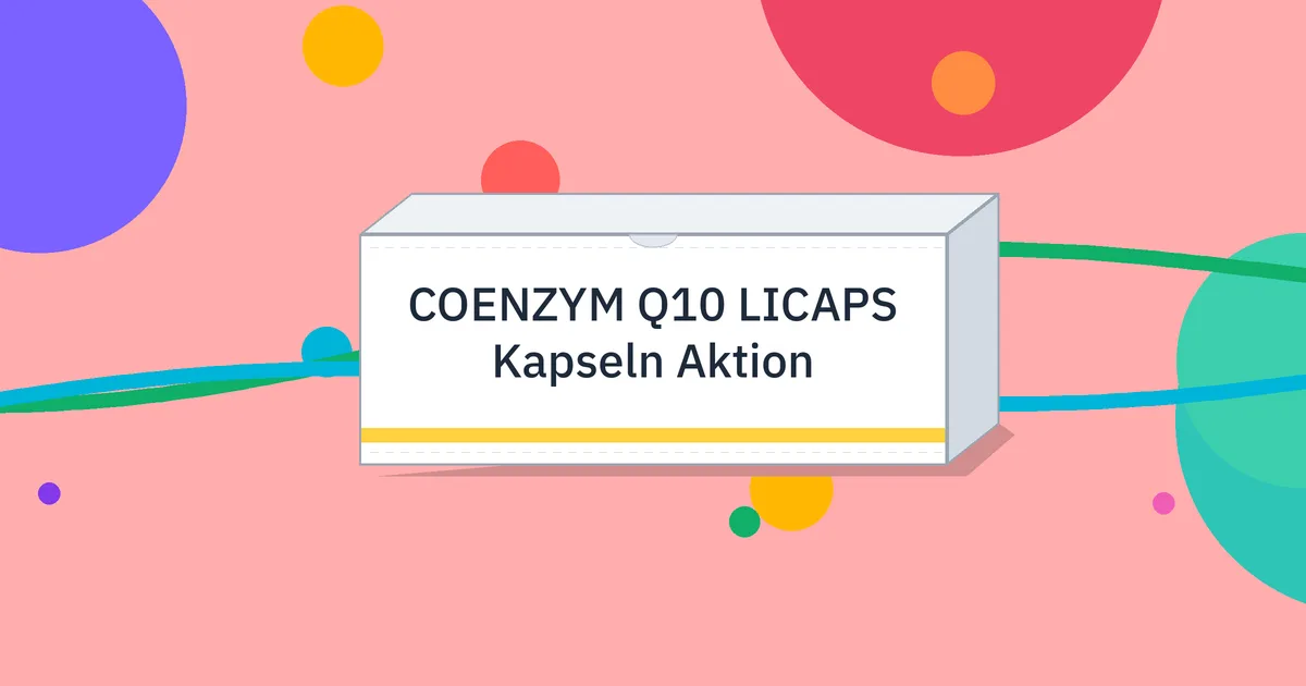Symbolbild: Packung mit der Aufschrift COENZYM Q10 LICAPS Kapseln Aktion (PZN 09701543) – Verfügbarkeit und Bezug in Apotheken in Frankfurt am Main