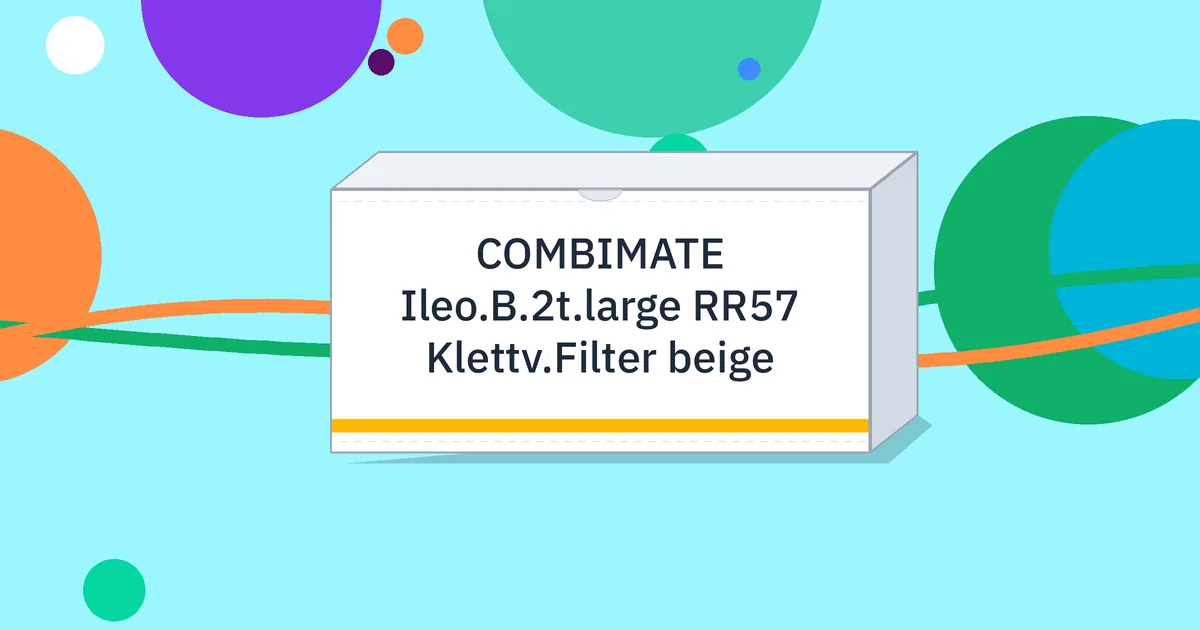 Symbolbild: Packung mit der Aufschrift COMBIMATE Ileo.B.2t.large RR57 Klettv.Filter beige (PZN 09175209) – Verfügbarkeit und Bezug in Apotheken in Frankfurt am Main