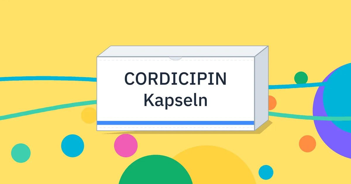 Symbolbild: Packung mit der Aufschrift CORDICIPIN Kapseln (PZN 04126548) – Verfügbarkeit und Bezug in Apotheken in Frankfurt am Main