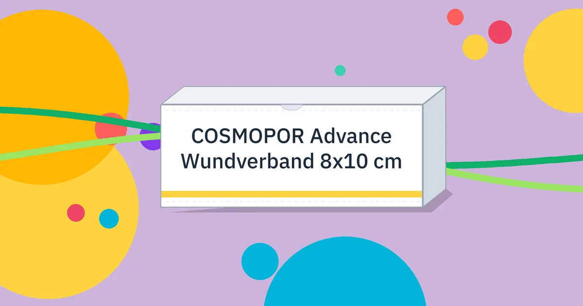 Symbolbild: Packung mit der Aufschrift COSMOPOR Advance Wundverband 8x10 cm (PZN 14374247) – Verfügbarkeit und Bezug in Apotheken in Frankfurt am Main