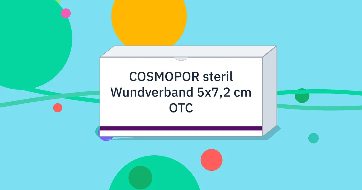 Symbolbild: Packung mit der Aufschrift COSMOPOR steril Wundverband 5x7,2 cm OTC (PZN 20101737) – Verfügbarkeit und Bezug in Apotheken in Frankfurt am Main