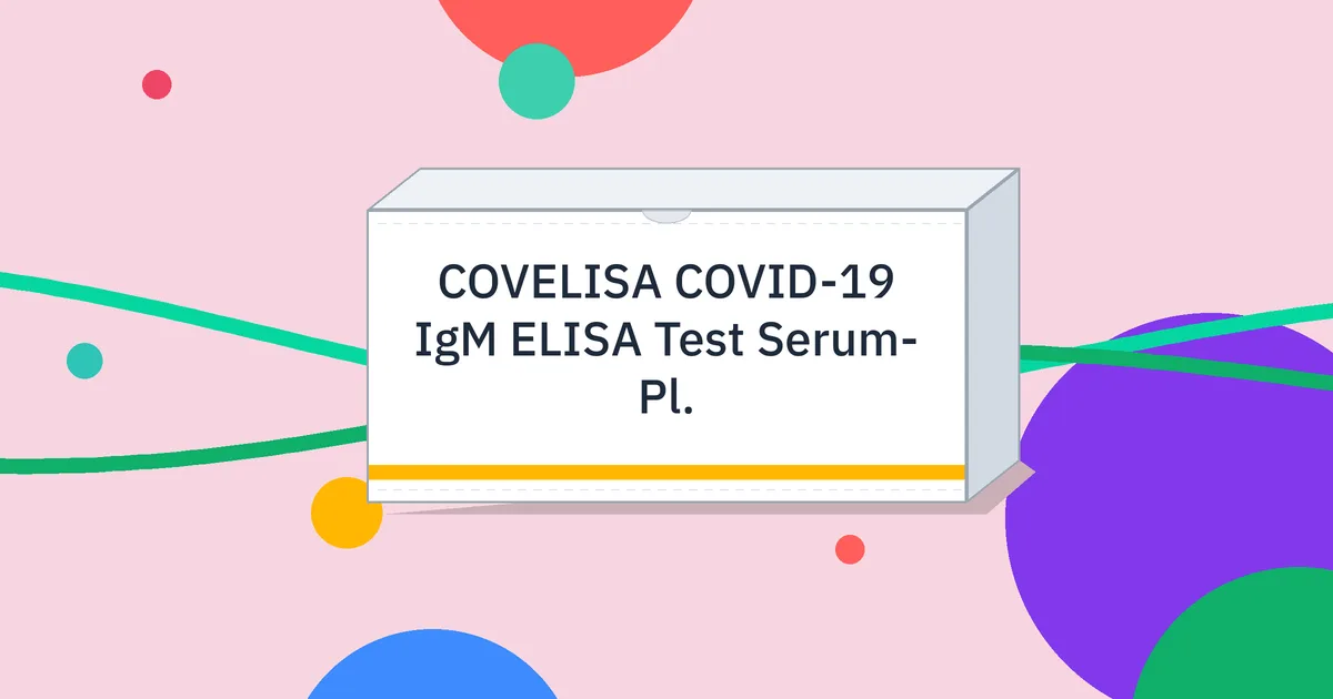 Symbolbild: Packung mit der Aufschrift COVELISA COVID-19 IgM ELISA Test Serum-Pl. (PZN 17613155) – Verfügbarkeit und Bezug in Apotheken in Frankfurt am Main