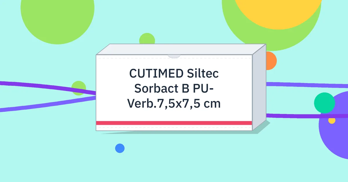 Symbolbild: Packung mit der Aufschrift CUTIMED Siltec Sorbact B PU-Verb.7,5x7,5 cm (PZN 17563434) – Verfügbarkeit und Bezug in Apotheken in Frankfurt am Main