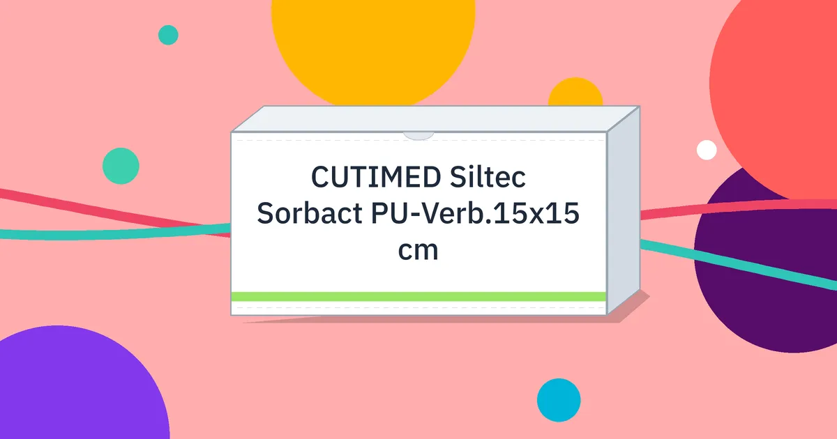 Symbolbild: Packung mit der Aufschrift CUTIMED Siltec Sorbact PU-Verb.15x15 cm (PZN 16595685) – Verfügbarkeit und Bezug in Apotheken in Frankfurt am Main
