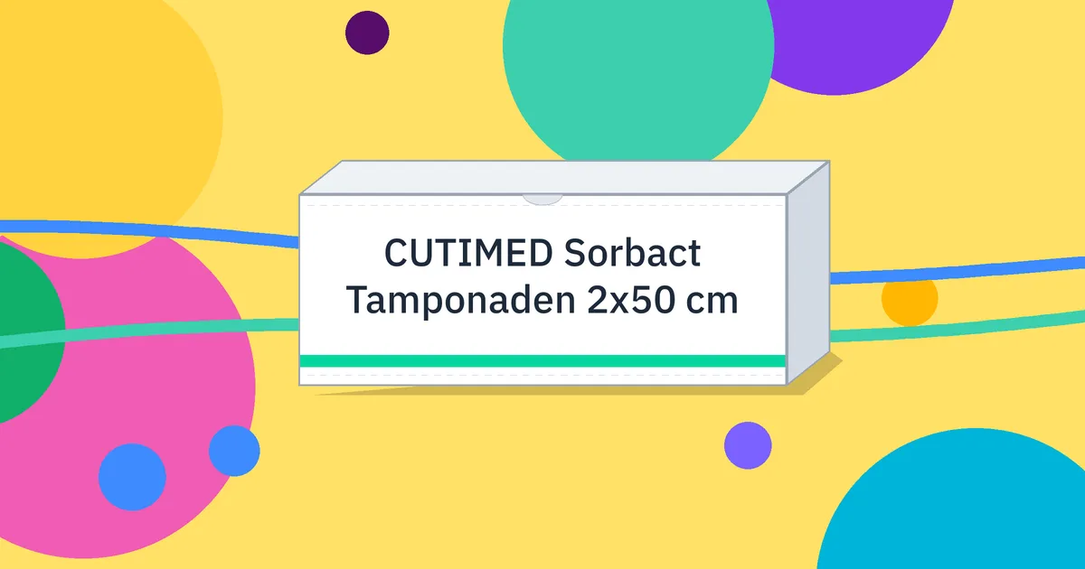 Symbolbild: Packung mit der Aufschrift CUTIMED Sorbact Tamponaden 2x50 cm (PZN 19235384) – Verfügbarkeit und Bezug in Apotheken in Frankfurt am Main