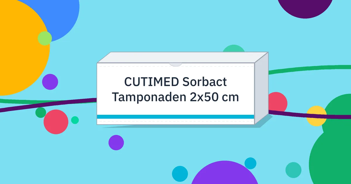 Symbolbild: Packung mit der Aufschrift CUTIMED Sorbact Tamponaden 2x50 cm (PZN 20001243) – Verfügbarkeit und Bezug in Apotheken in Frankfurt am Main