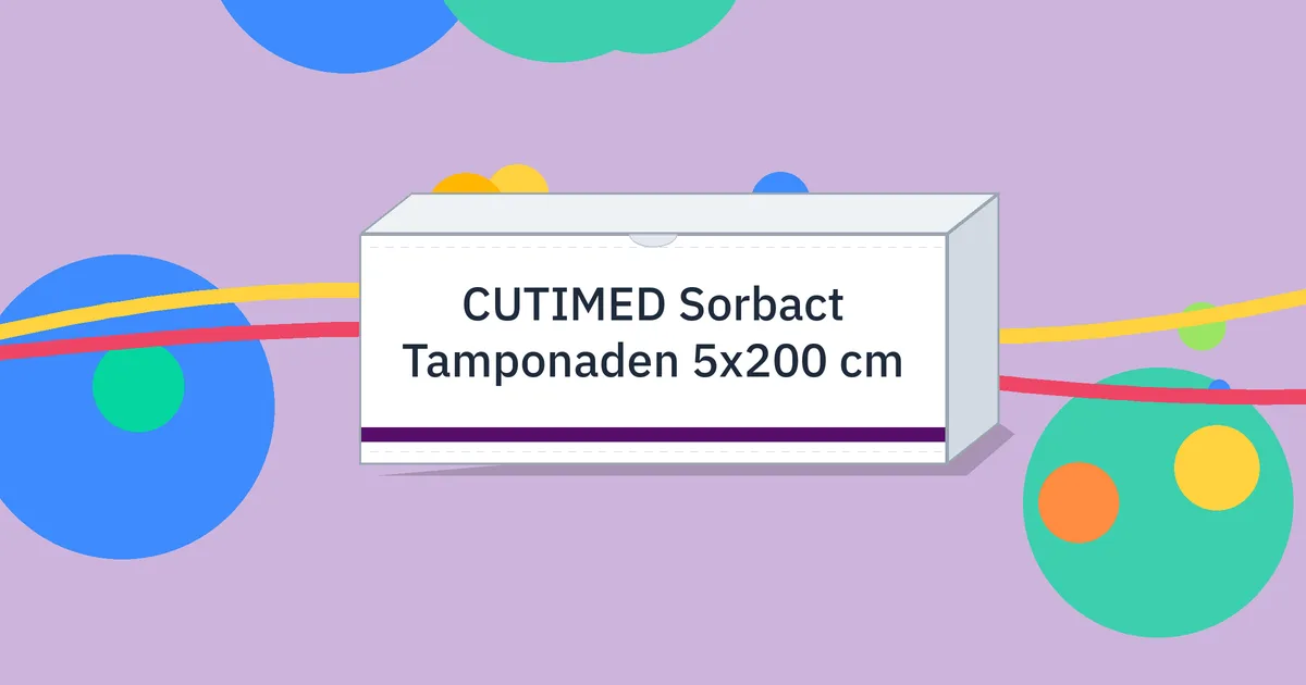 Symbolbild: Packung mit der Aufschrift CUTIMED Sorbact Tamponaden 5x200 cm (PZN 17433950) – Verfügbarkeit und Bezug in Apotheken in Frankfurt am Main