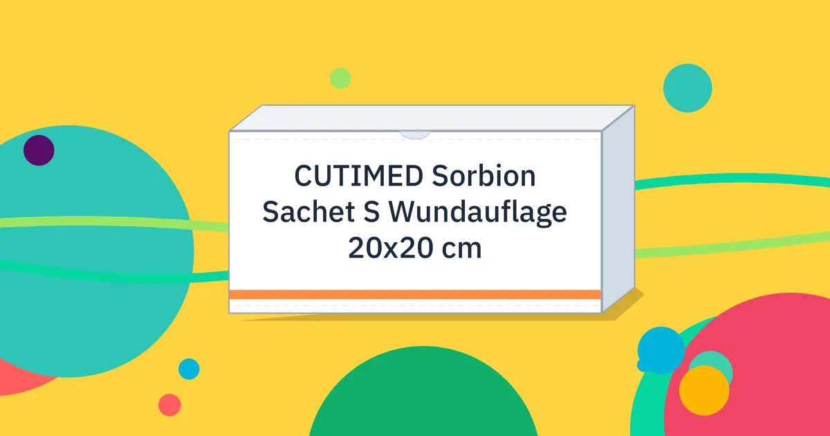 Symbolbild: Packung mit der Aufschrift CUTIMED Sorbion Sachet S Wundauflage 20x20 cm (PZN 11361451) – Verfügbarkeit und Bezug in Apotheken in Frankfurt am Main