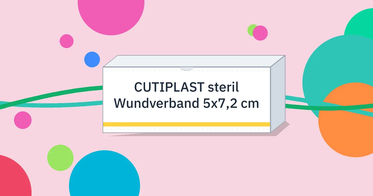 Symbolbild: Packung mit der Aufschrift CUTIPLAST steril Wundverband 5x7,2 cm (PZN 09680485) – Verfügbarkeit und Bezug in Apotheken in Frankfurt am Main