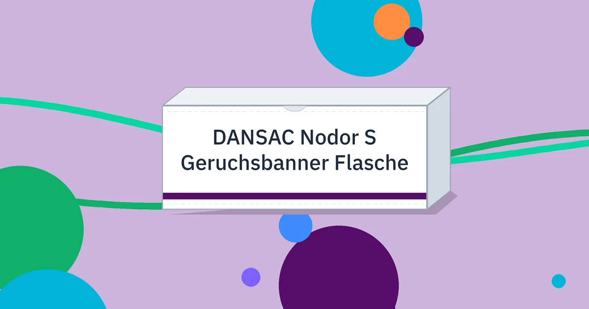Symbolbild: Packung mit der Aufschrift DANSAC Nodor S Geruchsbanner Flasche (PZN 00553199) – Verfügbarkeit und Bezug in Apotheken in Frankfurt am Main