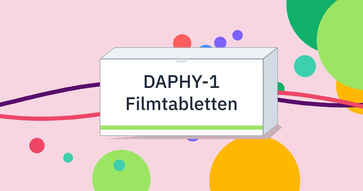 Symbolbild: Packung mit der Aufschrift DAPHY-1 Filmtabletten (PZN 16141748) – Verfügbarkeit und Bezug in Apotheken in Frankfurt am Main