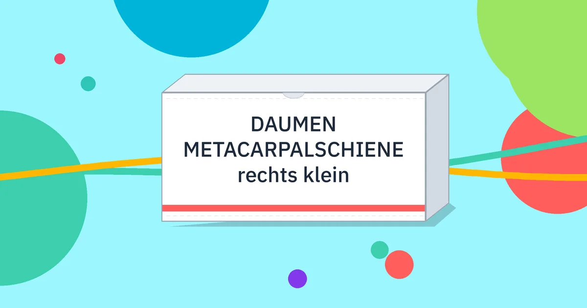 Symbolbild: Packung mit der Aufschrift DAUMEN METACARPALSCHIENE rechts klein (PZN 02639309) – Verfügbarkeit und Bezug in Apotheken in Frankfurt am Main