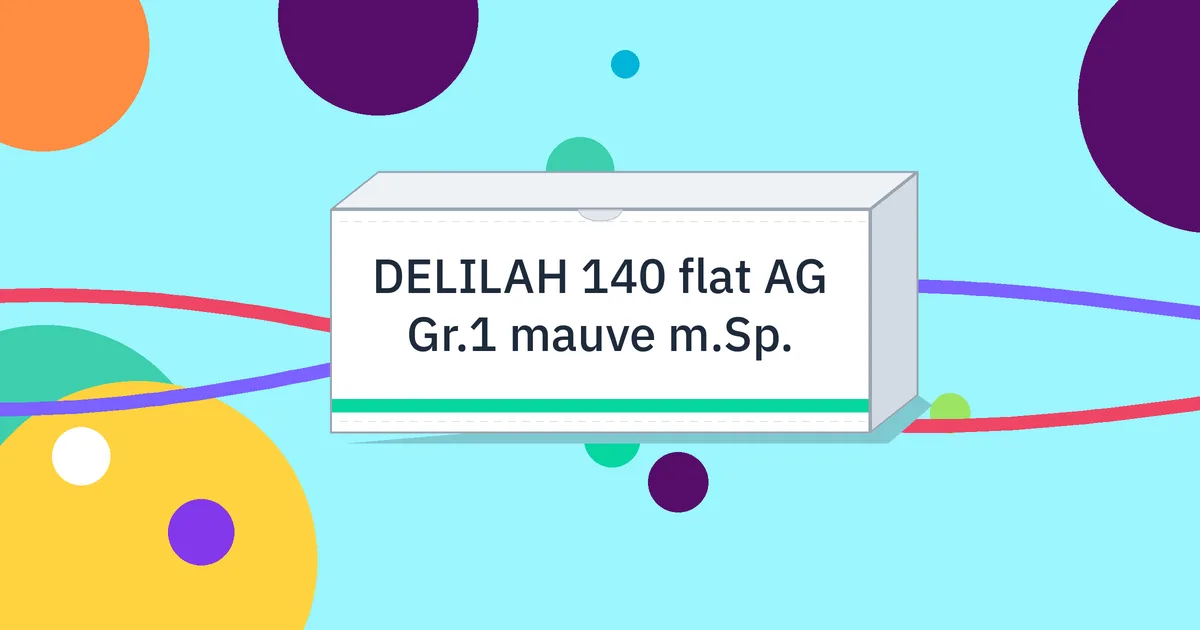Symbolbild: Packung mit der Aufschrift DELILAH 140 flat AG Gr.1 mauve m.Sp. (PZN 14247129) – Verfügbarkeit und Bezug in Apotheken in Frankfurt am Main