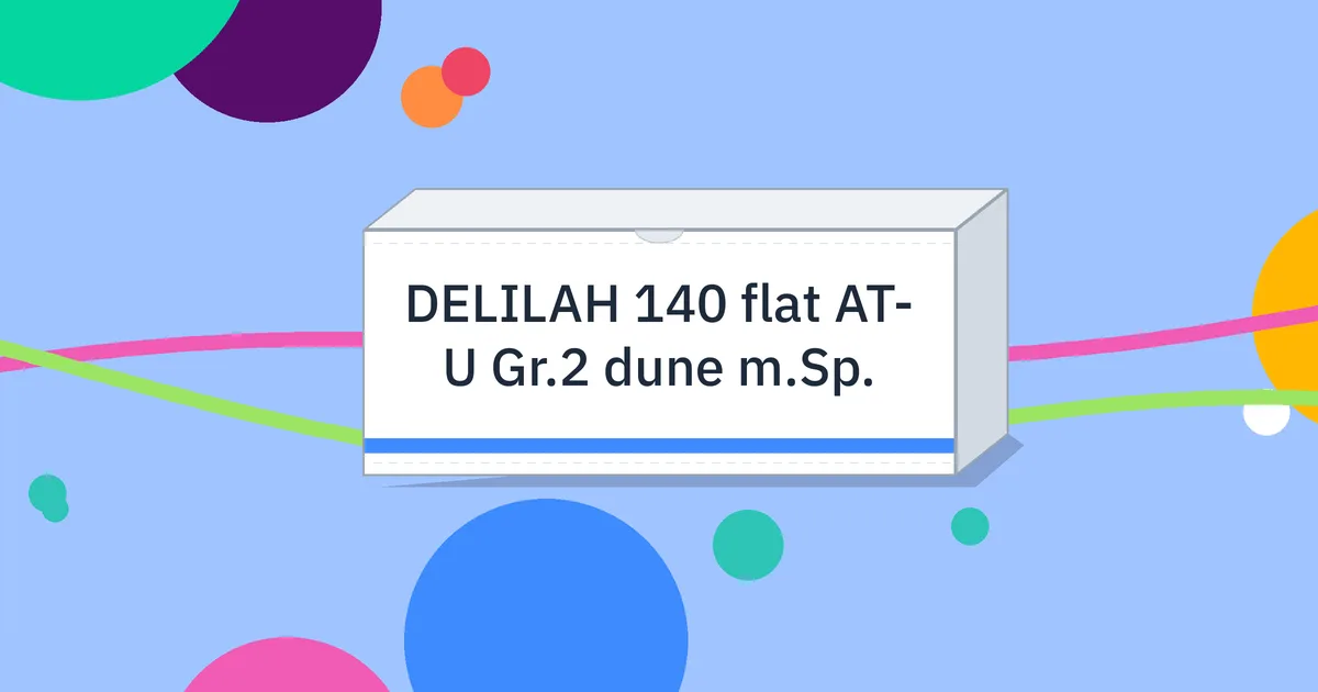 Symbolbild: Packung mit der Aufschrift DELILAH 140 flat AT-U Gr.2 dune m.Sp. (PZN 14248301) – Verfügbarkeit und Bezug in Apotheken in Frankfurt am Main