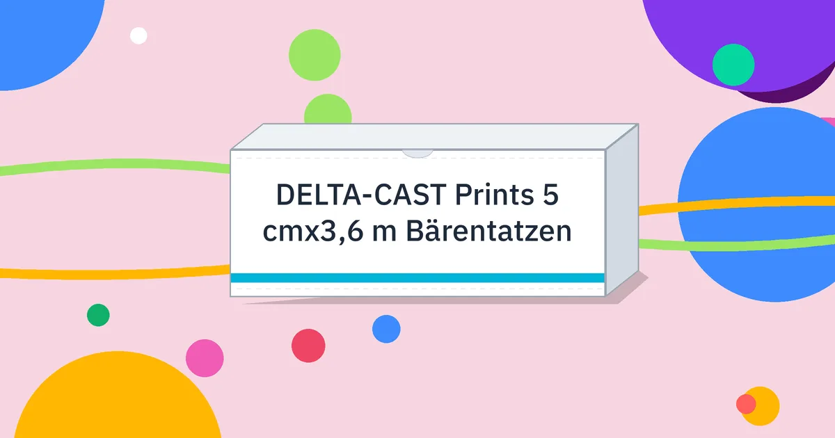 Symbolbild: Packung mit der Aufschrift DELTA-CAST Prints 5 cmx3,6 m Bärentatzen (PZN 00424326) – Verfügbarkeit und Bezug in Apotheken in Frankfurt am Main