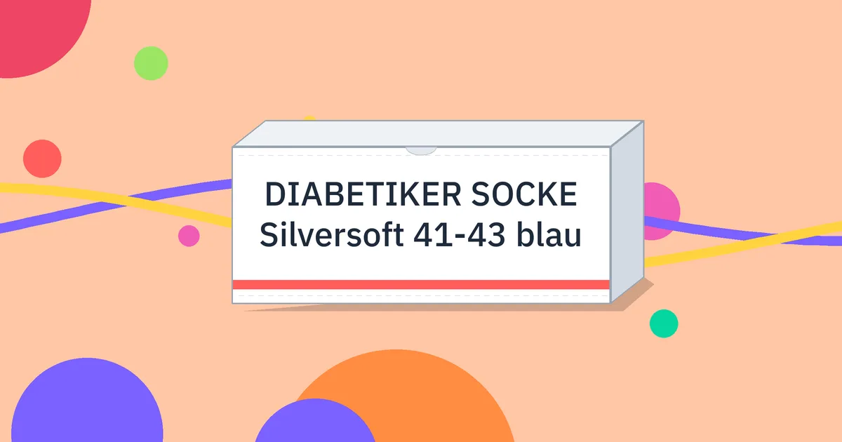 Symbolbild: Packung mit der Aufschrift DIABETIKER SOCKE Silversoft 41-43 blau (PZN 01896547) – Verfügbarkeit und Bezug in Apotheken in Frankfurt am Main