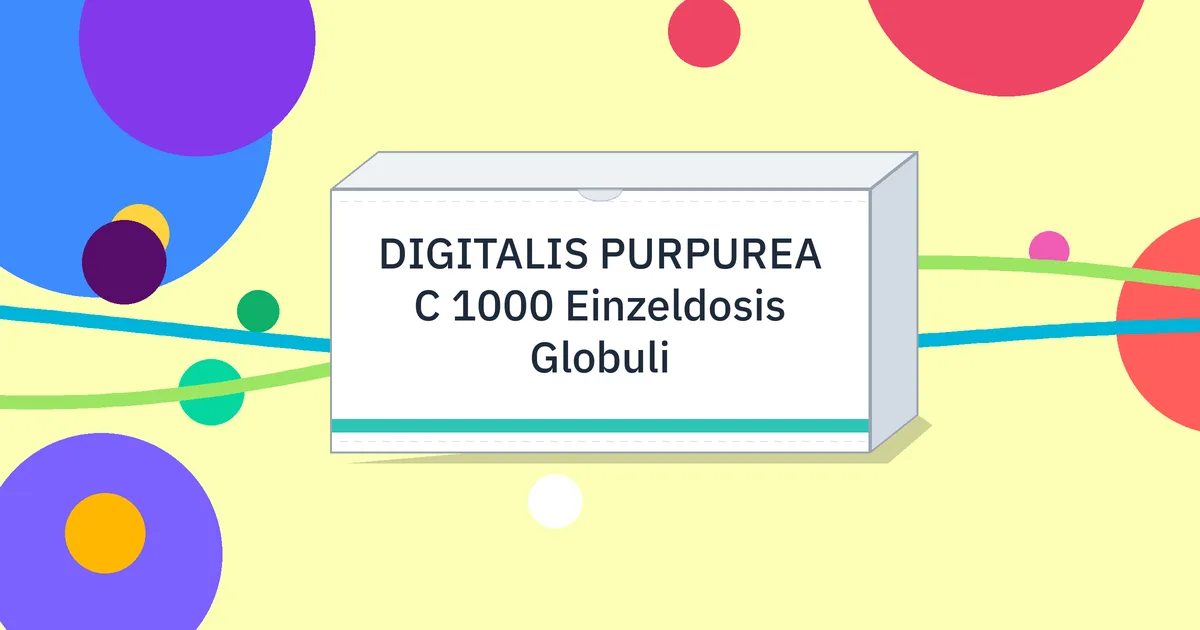 Symbolbild: Packung mit der Aufschrift DIGITALIS PURPUREA C 1000 Einzeldosis Globuli (PZN 03033626) – Verfügbarkeit und Bezug in Apotheken in Frankfurt am Main