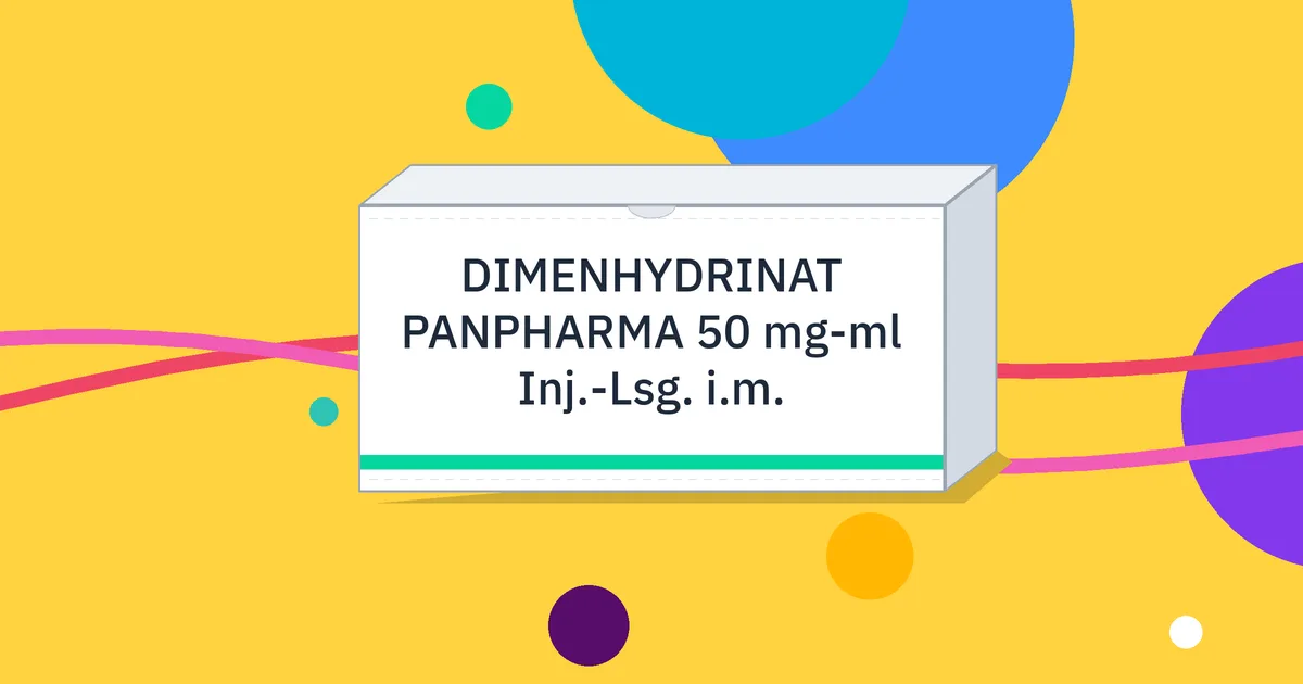 Symbolbild: Packung mit der Aufschrift DIMENHYDRINAT PANPHARMA 50 mg-ml Inj.-Lsg. i.m. (PZN 16199908) – Verfügbarkeit und Bezug in Apotheken in Frankfurt am Main